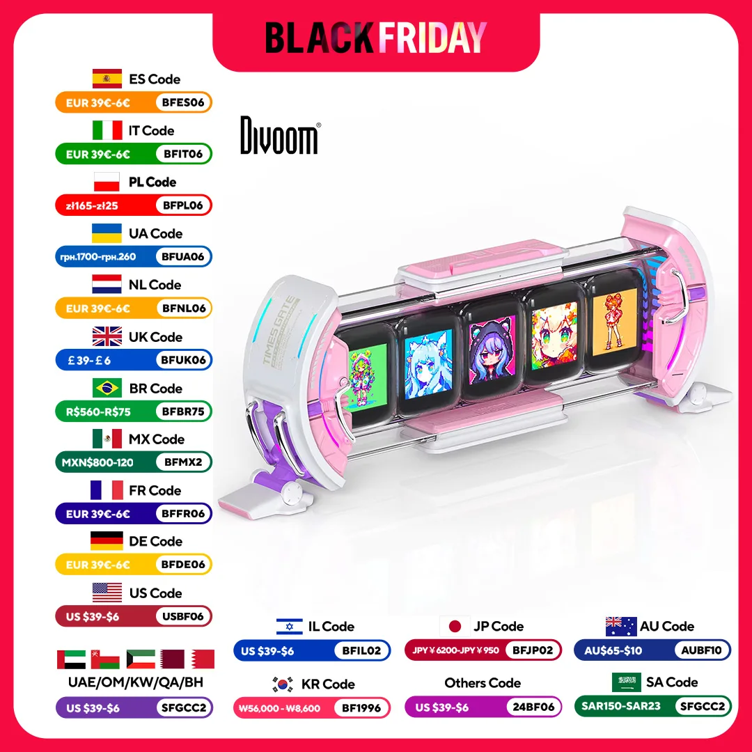 Divoom-Times-Gate-Cute-Gaming-Digital-Clock-Informative-Display-Social ...
