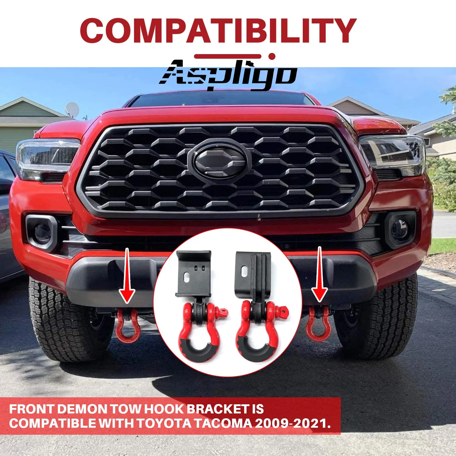 Aspligo-Demon-Front-Tow-Hook-Mount-Shackles-3-4-Inch-Shackles-Fit-for ...