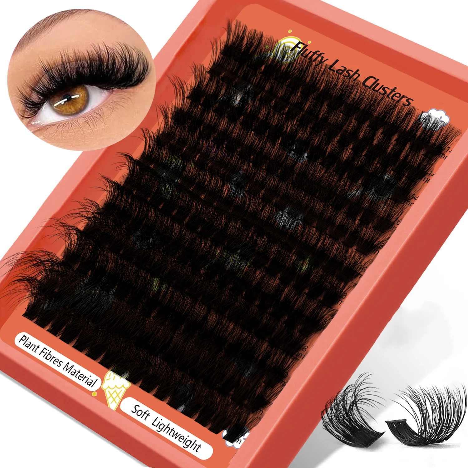Thick Lash Clusters 14-24mm Long 80D100D Eyelash Extensions Waterproof ...