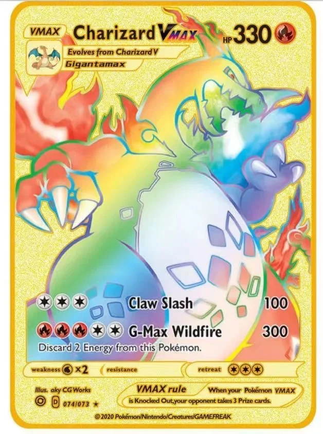 Rare Metal Collection Card Vmax Mega GX Gold English Pikachu Charizard ...