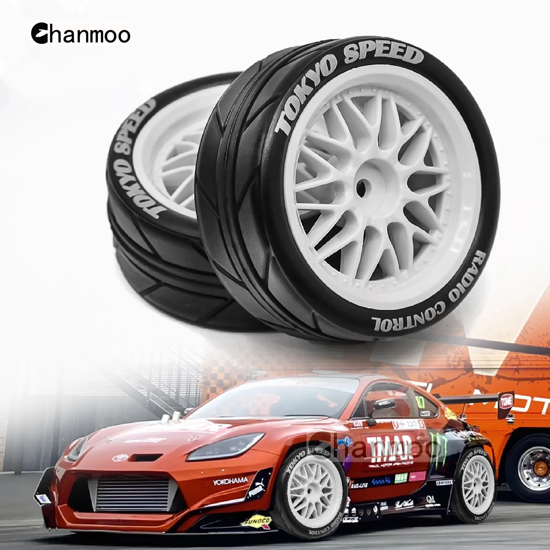 RC Rally Wheels On Road Car Tires Racing Rubber Tyres 12mm Hex for 1/10 ...