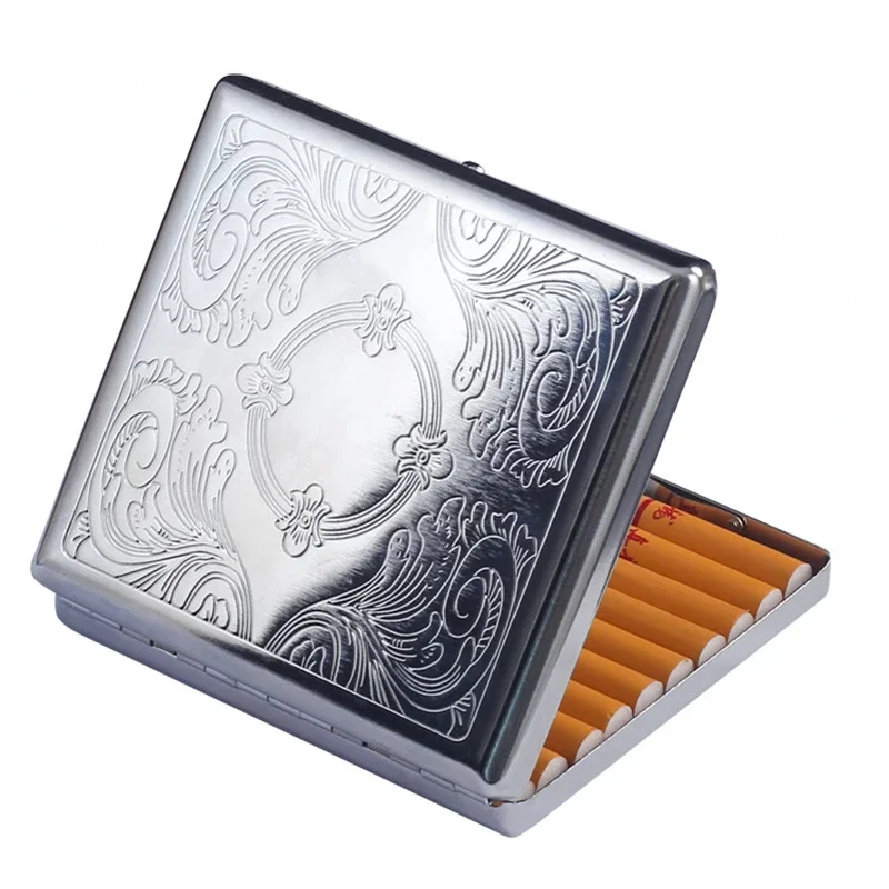 20PCS Metal Cigarette box stainless steel Embossed Portable Cigarette ...