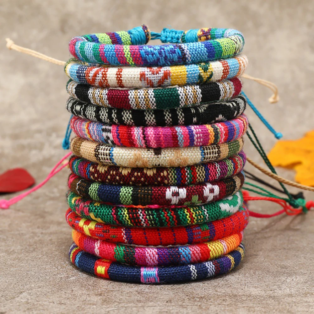 12Pcs Bohemian Surfer Beach Bracelet Set Men & Women Braided Boho ...