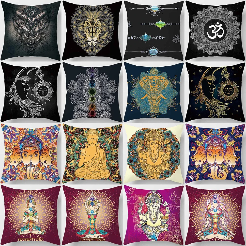 Mysterious Vintage Religious Yoga Symbol Pillowcases Home Decor housse de coussin cojines ...