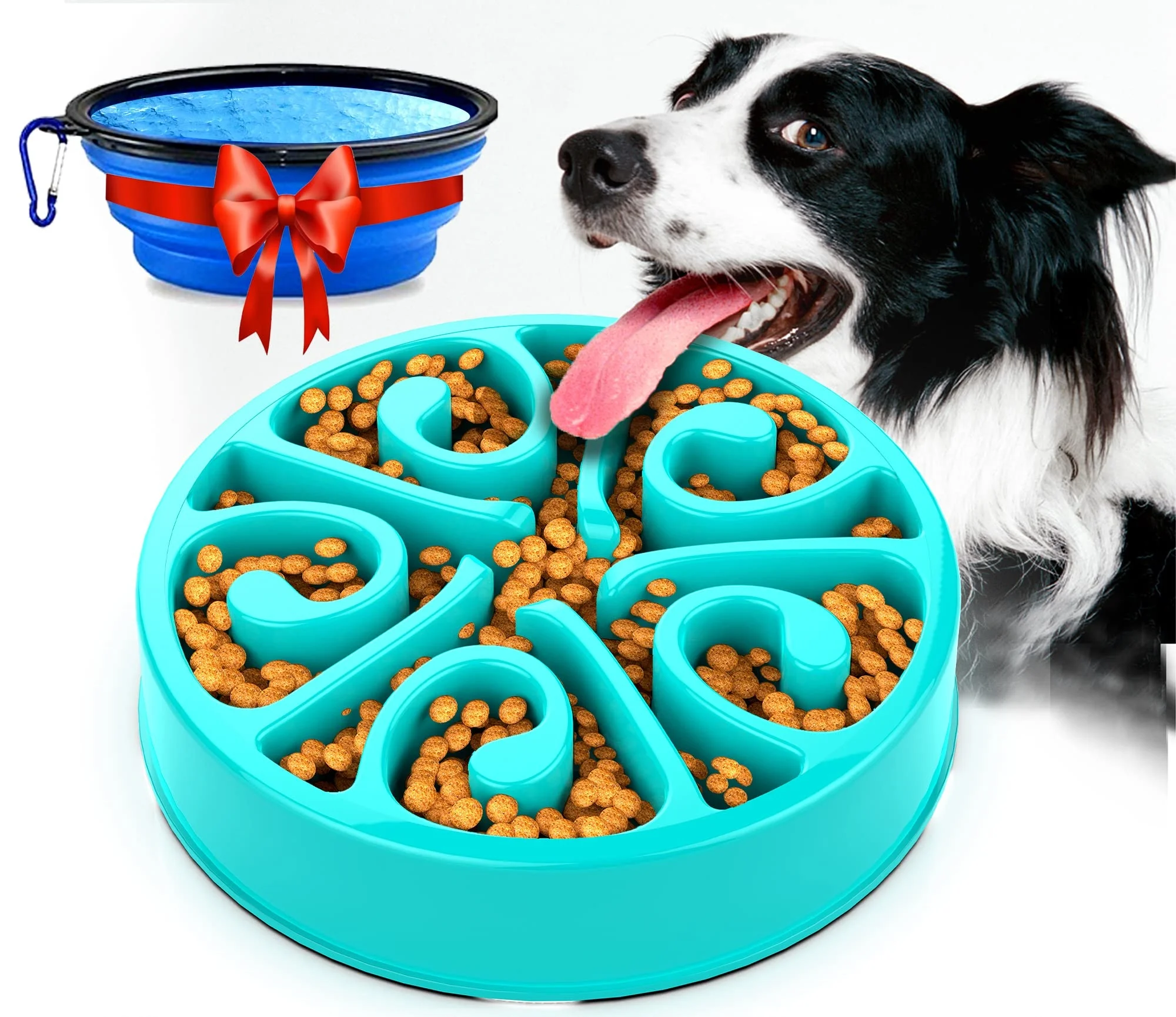 Pet Dog Slow Feeder Bowl Fun Non Slip Anti-Gulping Slower Food Feeding ...