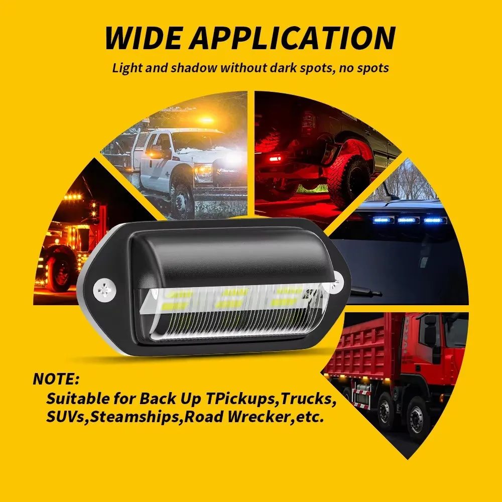 2PCS 6 LED Car License Number Plate Light For SUV Truck Trailer Van Tag ...