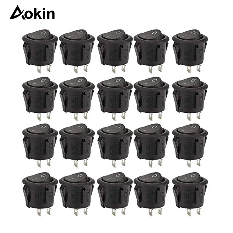 20Pcs Round Rocker Switch On Off AC 3A/250V 6A/125V 2 Lug SPST On/Off 2 ...