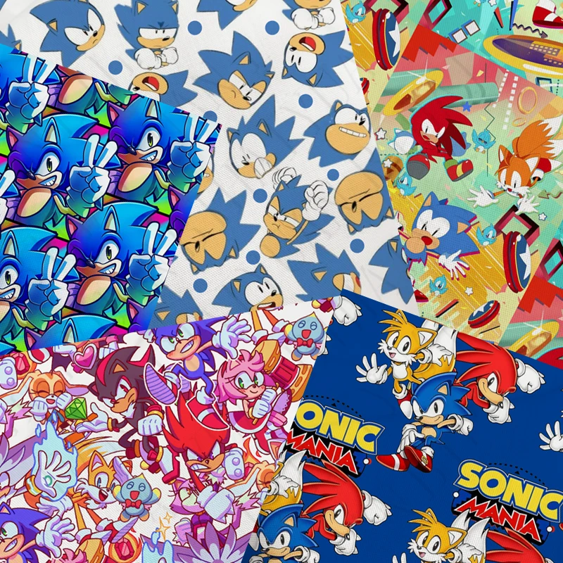45-145CM-game-DIY-Cartoon-Polyester-Cotton-Sonic-The-Hedgehog-Fabric ...