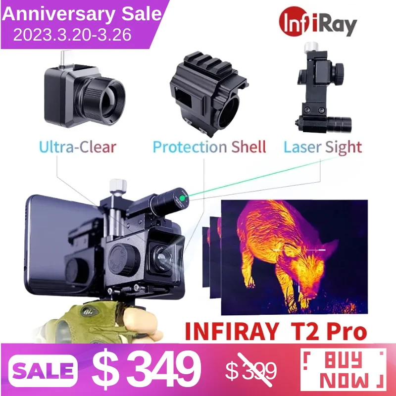 Infiray 적외선 열화상 카메라 T2 프로 야외 사냥 휴대 전화 야간 투시경 레이저, 25Hz HD 단안 열화상 카메라 ...