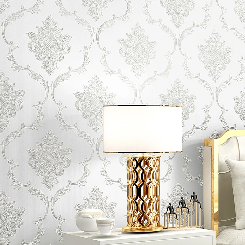 European-Style-Wallpaper-For-Bedroom-Walls-3D-Damascus-Non-woven-Dining ...