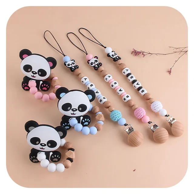 Customized English Silicone Letter Name Baby Pacifier Clip Panda Dummy ...
