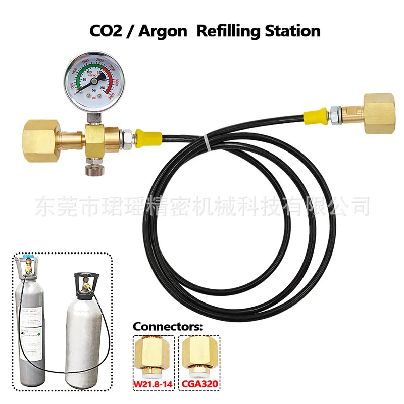 Air Gas Refill Adapter Argon CO2 Refilling Station Charging Adapter ...