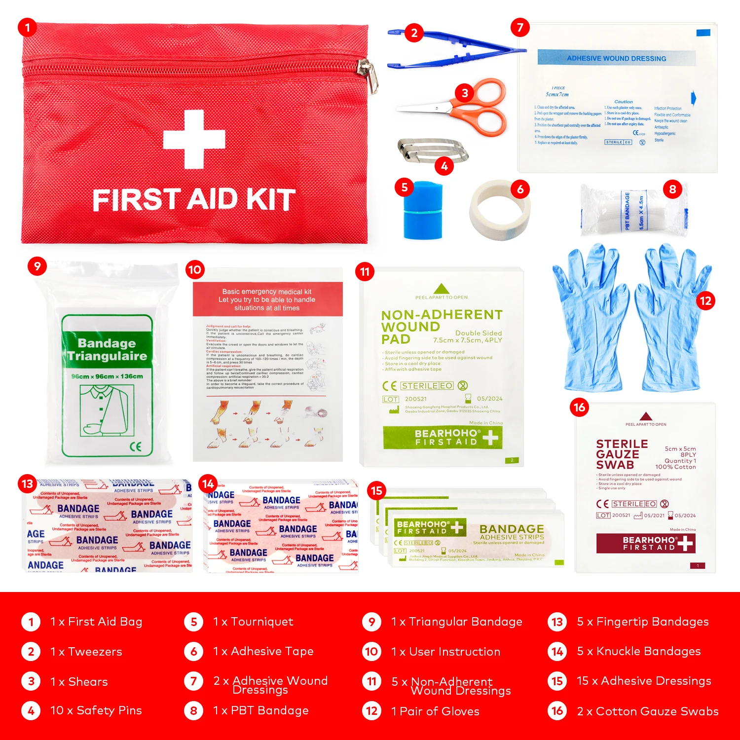 53pcs Emergency Bag Complete First Aid Kit Car Survival Kit Home ...
