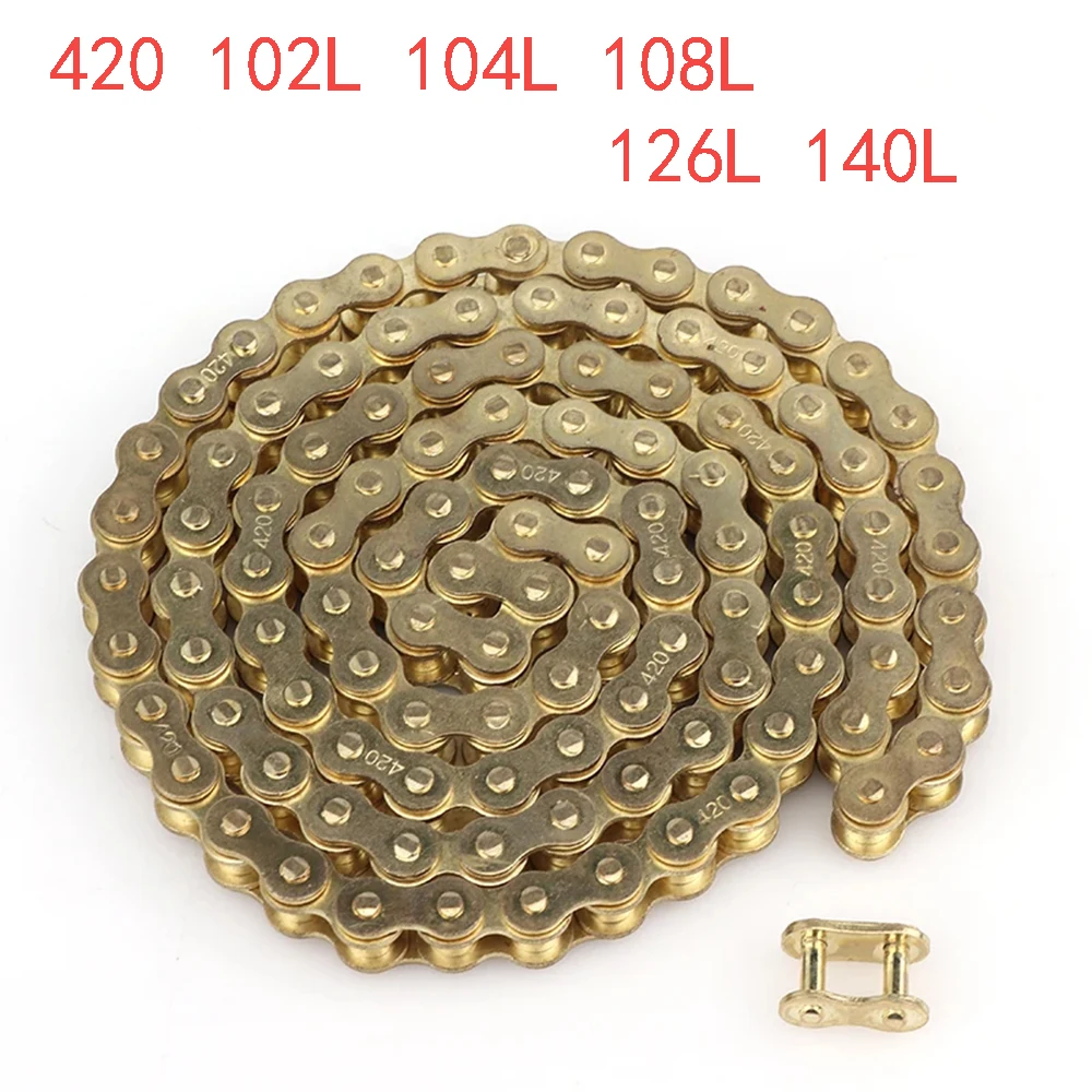 Motorcycle-420-golden-chains-102L-104L-108L-126L-140L-Links-Drive-Chain ...