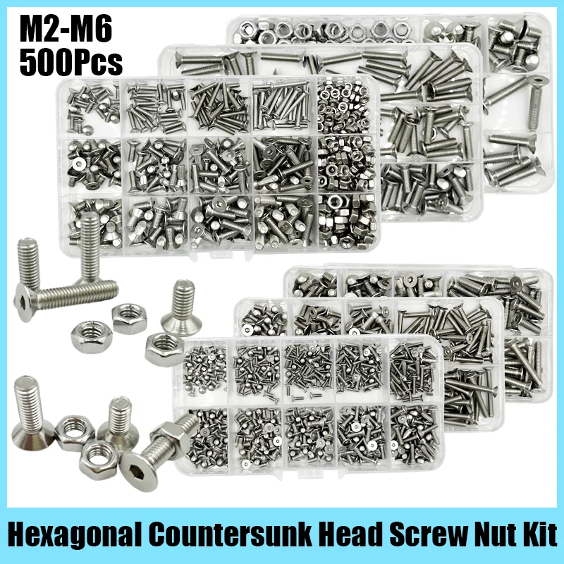 304 Stainless Steel Hexagon Hex Socket Countersunk Screw Flat Head ...