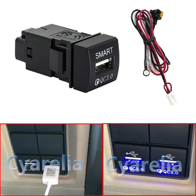 Blue Light Car Quick Charger QC3.0 USB Interface Socket for Toyota ...