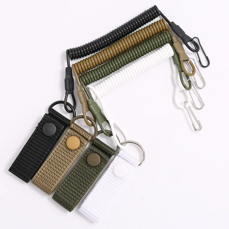Elastic Lanyard Rope Tactical Anti-lost Military Spring Safety Strap ...
