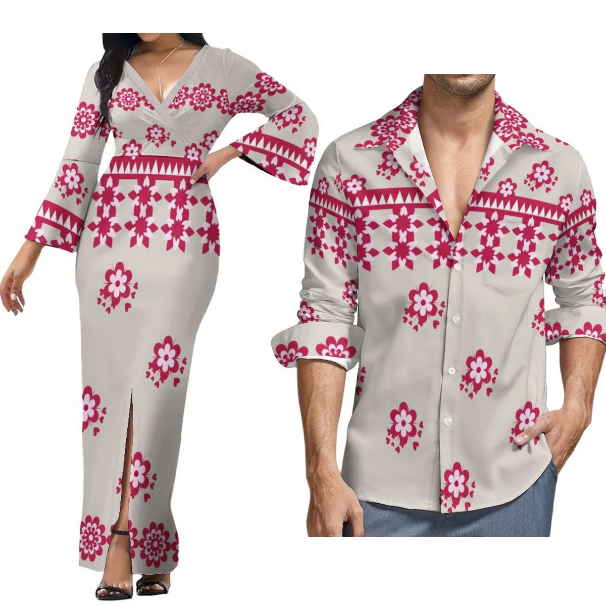 Custom Polynesian Island Style Samoa-Fiji Plus Size Couple Set Women'S ...