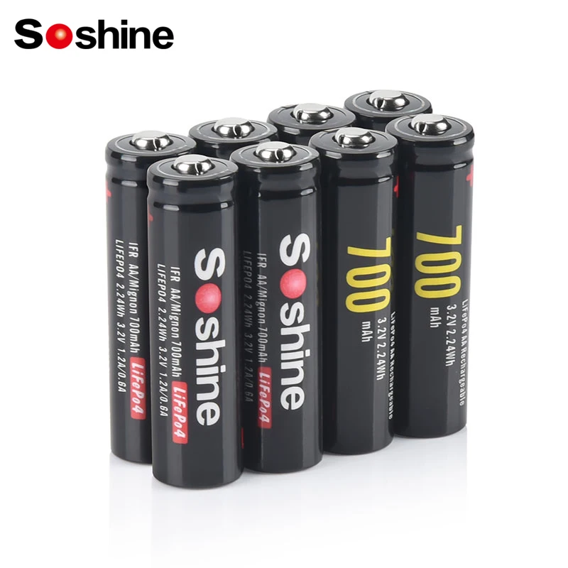 Soshine-3-2V-700mAh-Rechargeable-Battery-AA-14500-LiFePO4-Battery-1000 ...