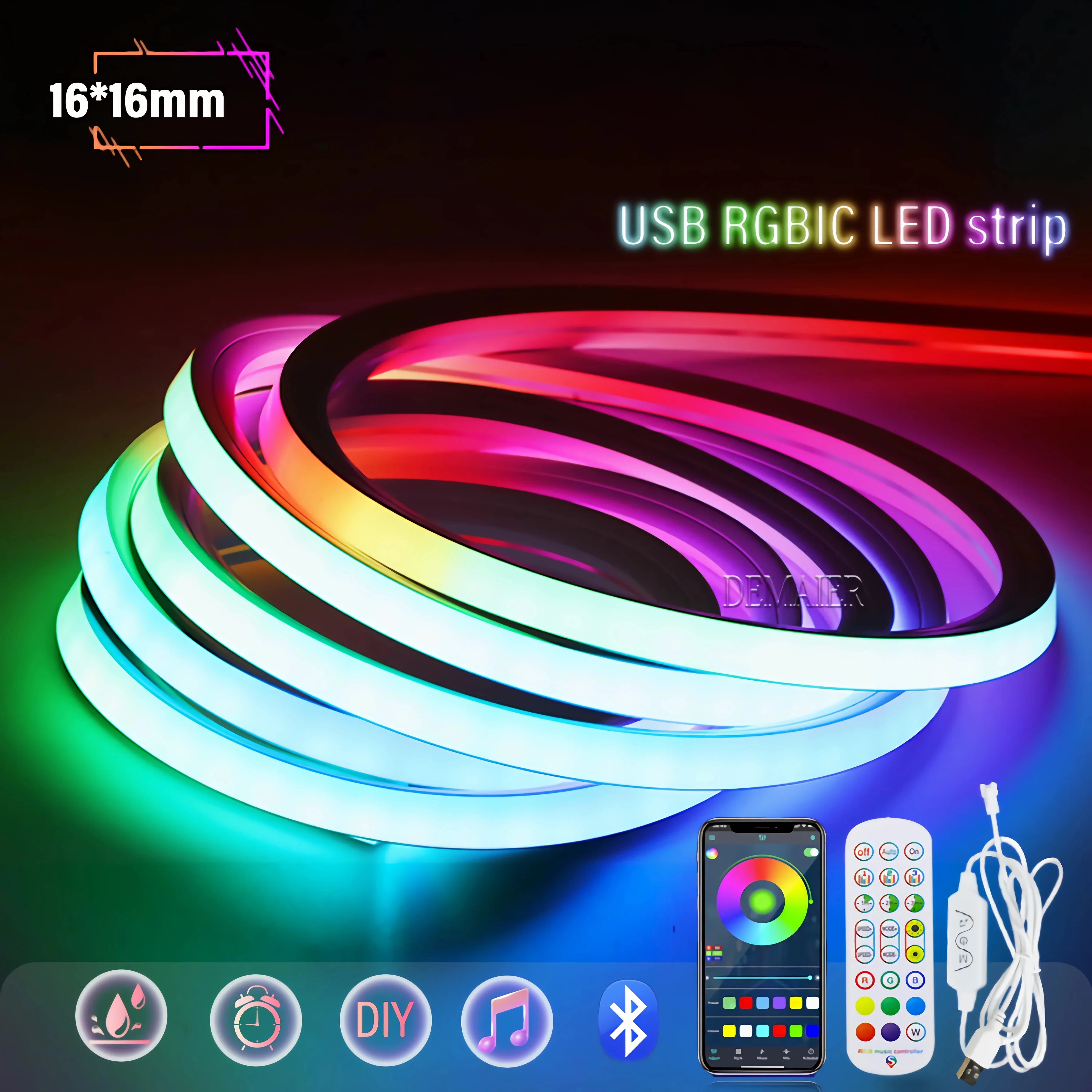 USB-LED-RGB-Neon-Strip-Lights-DC5V-WS2812B-Tuya-Smart-IC-Flexible ...