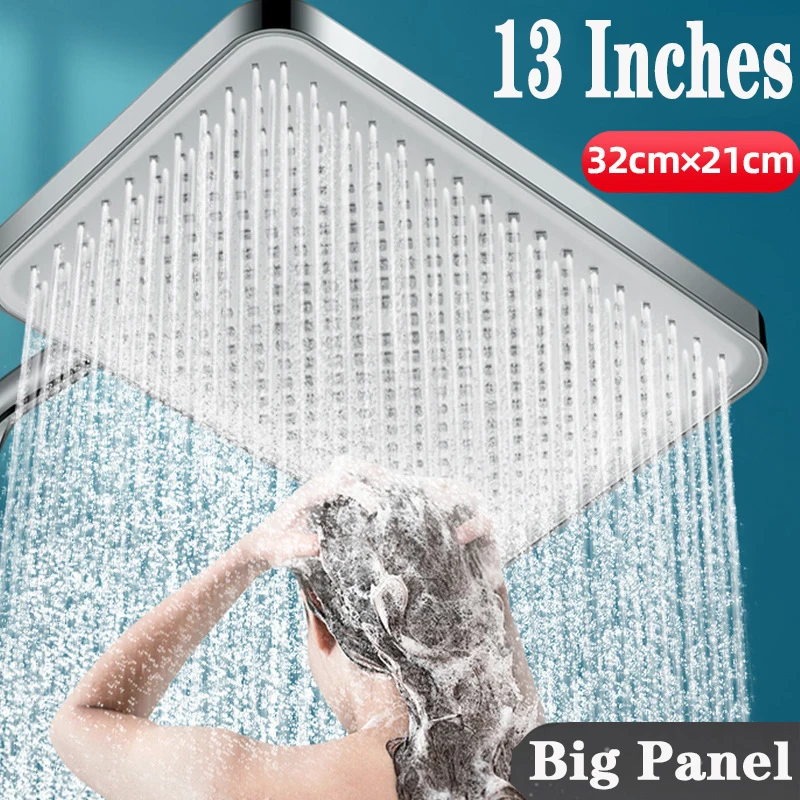 Silver Big Panel Large Flow Ceiling Mounted Supercharge Shower Head Set ...