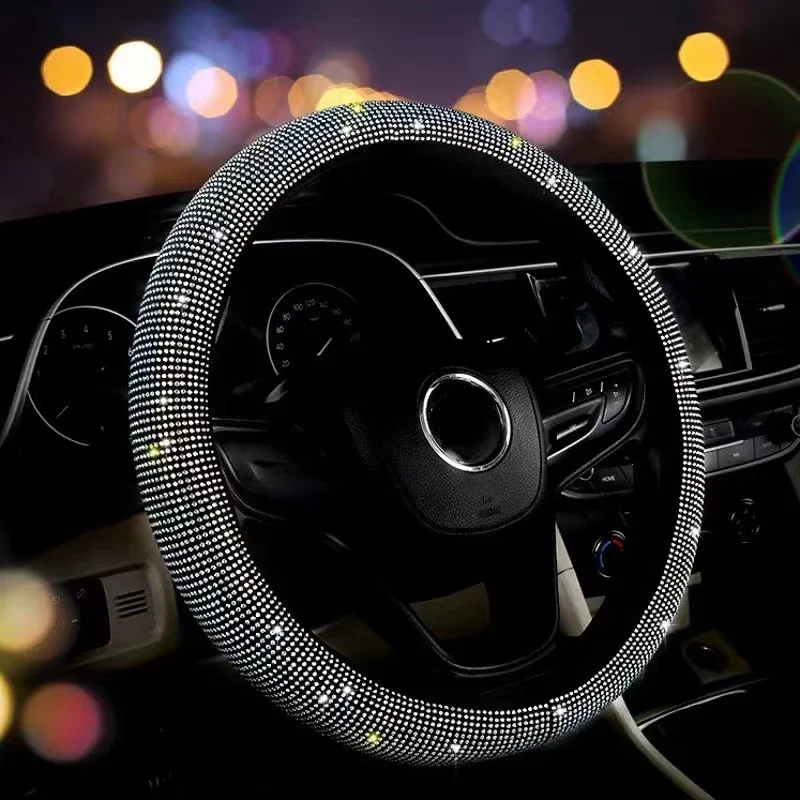 Elastic-steering-wheel-cover-Summer-Diamond-encrusted-Car-Steering ...