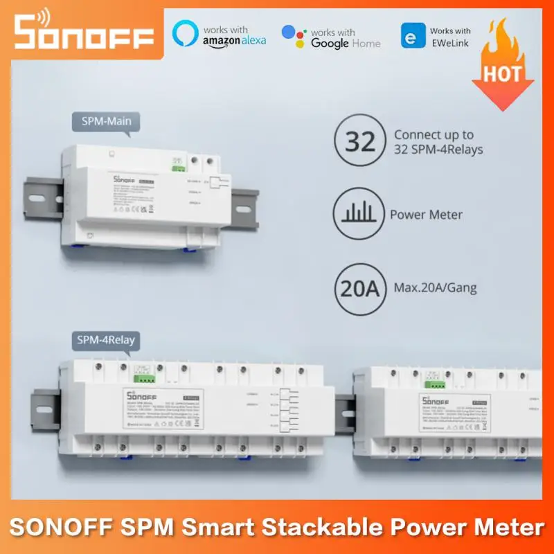 Sonoff spm-main/4 relé empilhável medidor de energia 20a/gang proteção ...