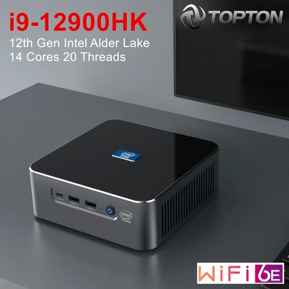 Topton-S600 Mini Gaming PC, Intel i9 12900HK, i7, 14 núcleos, 20 Threads, Dual LAN, Computador ...