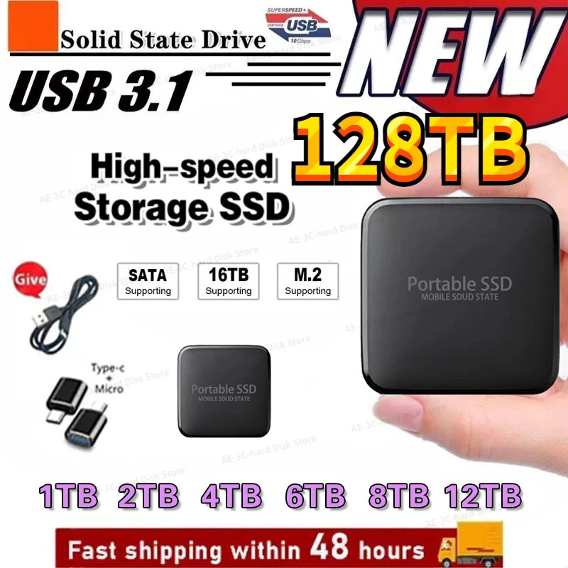 NEW Portable SSD 128TB External Solid State Drive M.2 SSD 2TB Hard ...