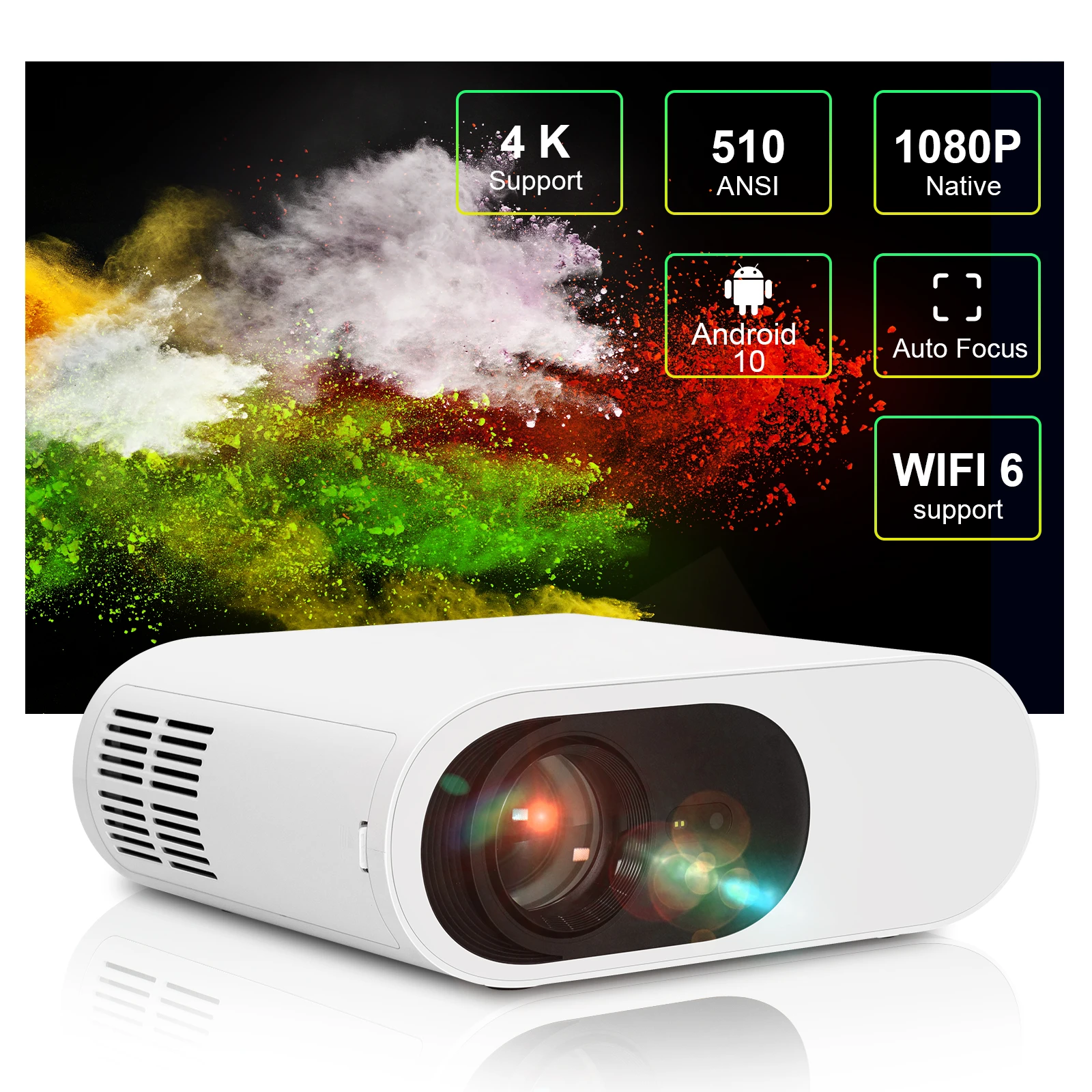 Transpeed projetor android 10 4k wifi6 bt5.0 700ansi controle de voz ...