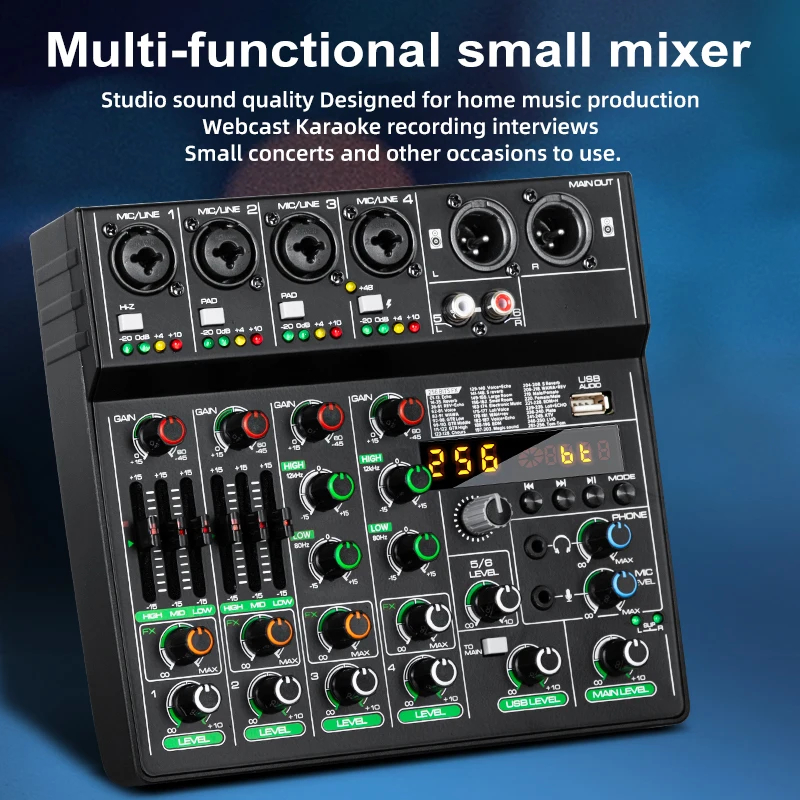 Professional-6-Channel-Bluetooth-USB-Audio-Mixer-with-256-Reverb-Effect ...