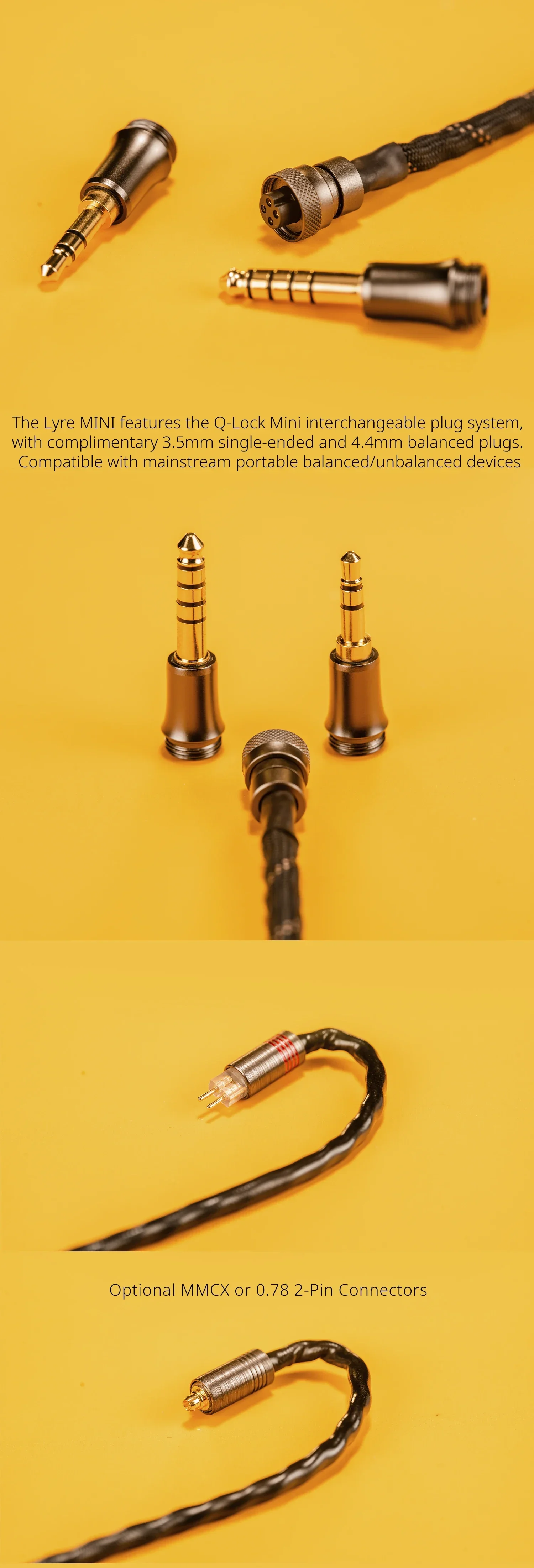 Кабель для мини-наушников DUNU LYRE, Q-Lock, сменный штекер с 3,5 ...