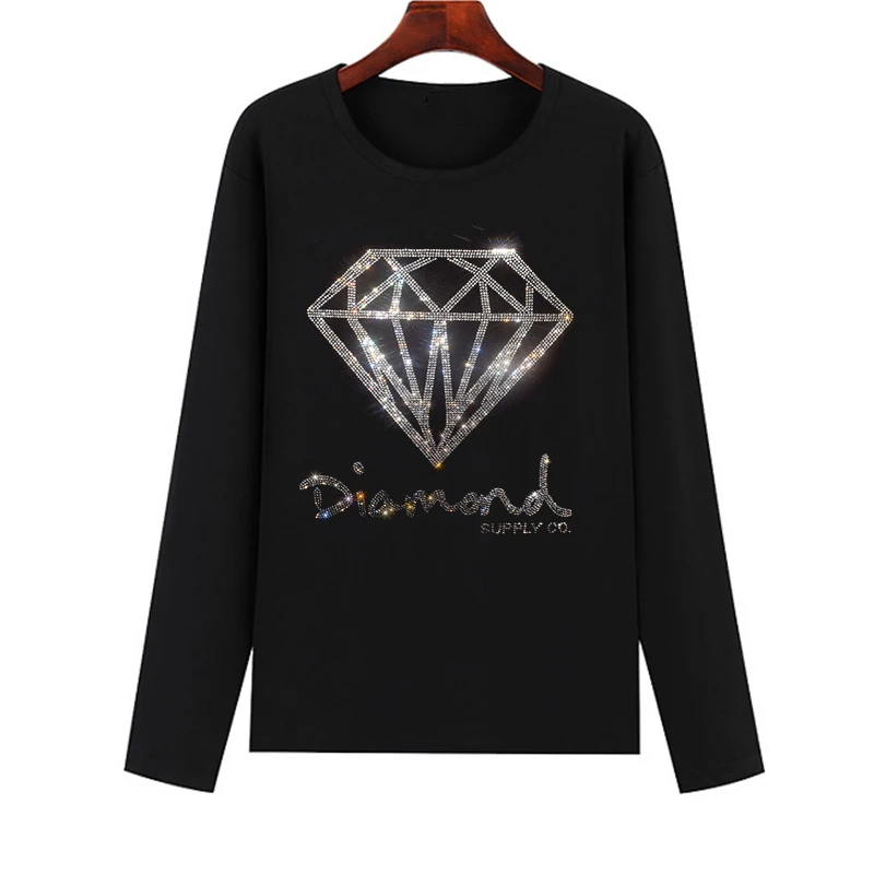 Long-sleeved-T-shirts-for-women-are-suitable-for-hot-diamond-pattern ...