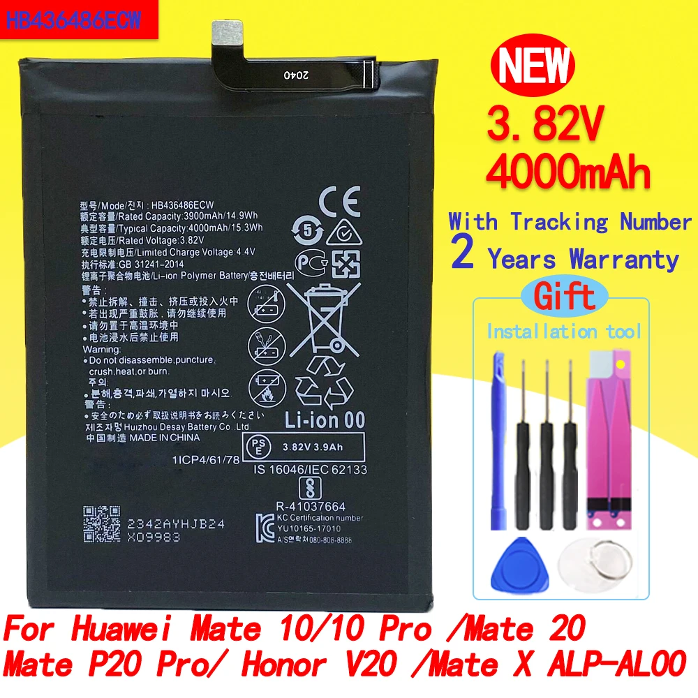 New Hb436486ecw 4000mah Battery For Huawei Mate 10 /10pro /20 /p20 Pro ...