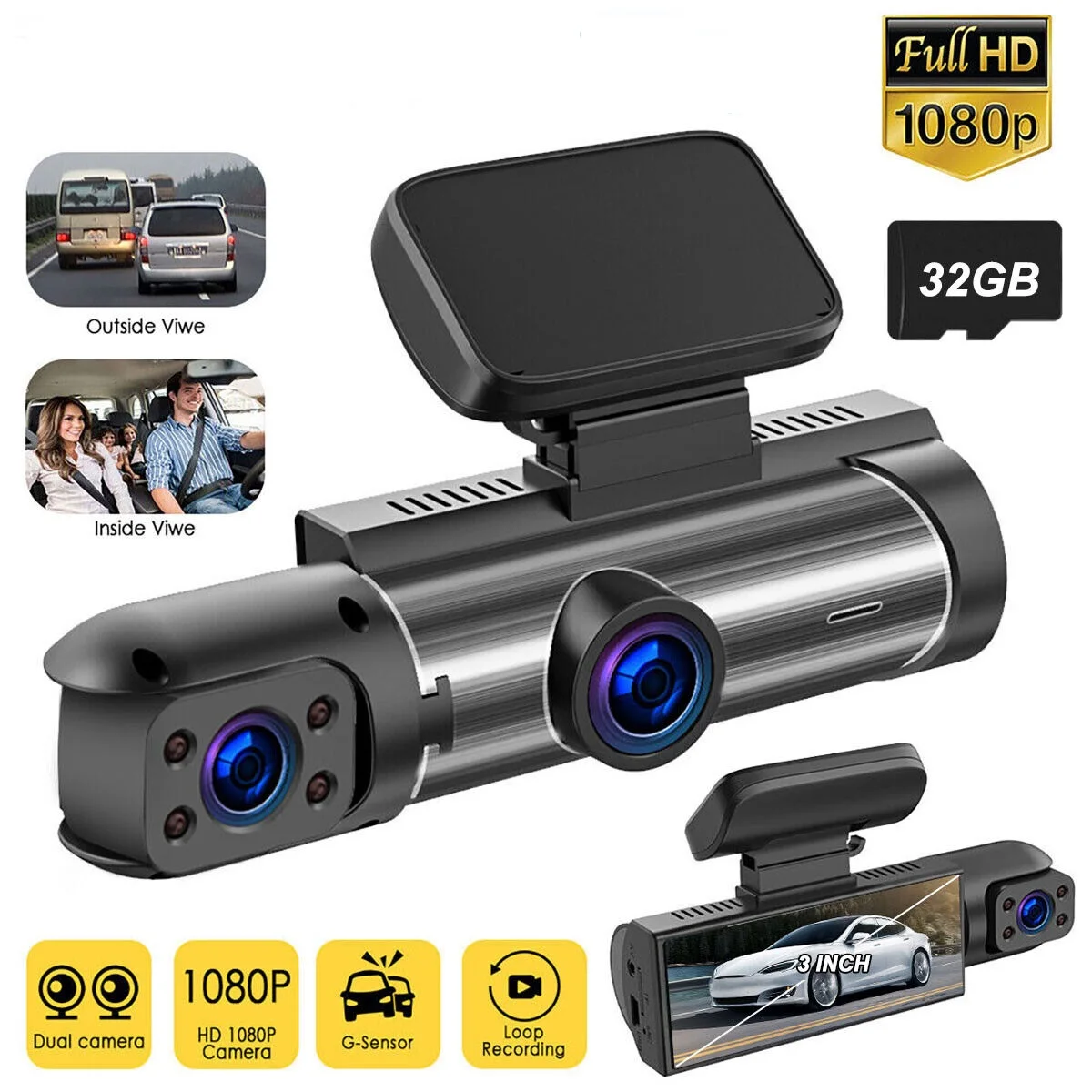 3-Dual-Lens-Car-Dash-Cam-Internal-Front-Rear-Camera-G-Sensor-DVR-Video ...