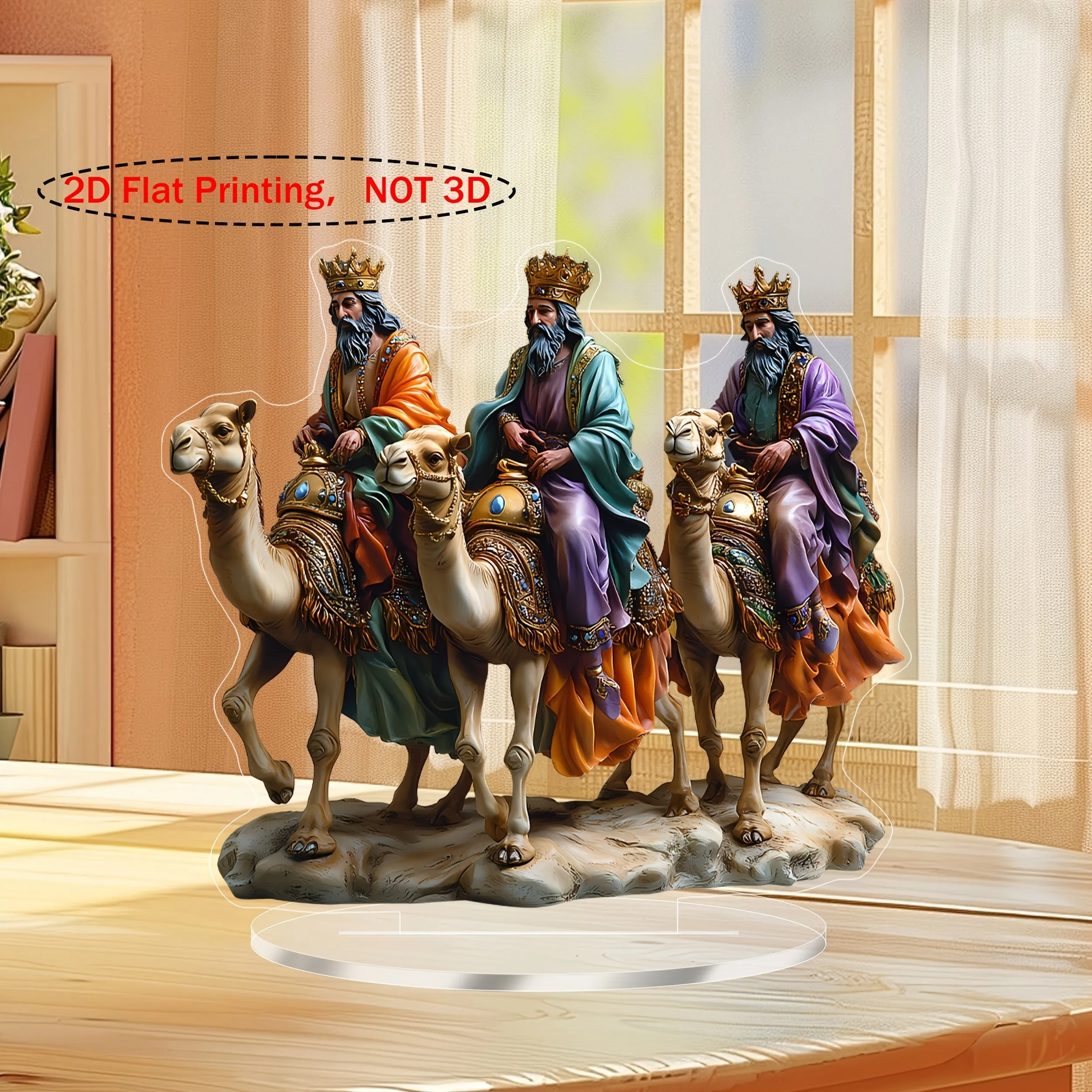 1 pezzo di tre santi che cavalcano cammello 2D acrilico ornamento da ...