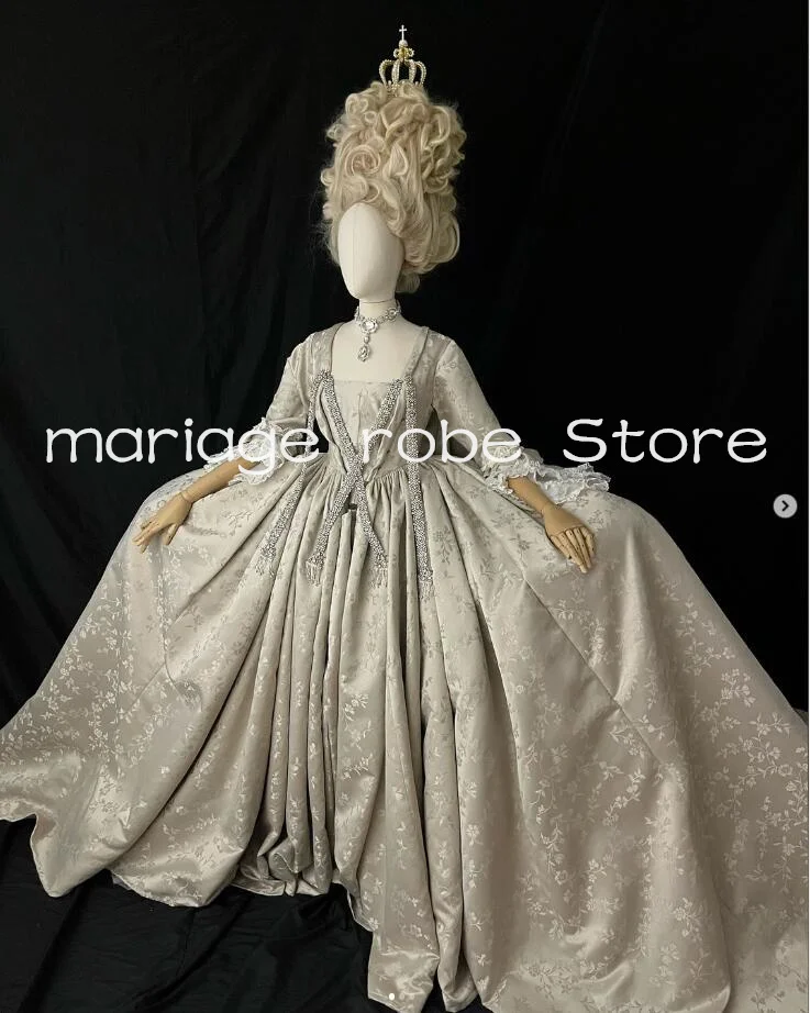 Silver-Grey-History-Victorian-Prom-Dresses-Long-Sleeve-Marie-Antoinette ...