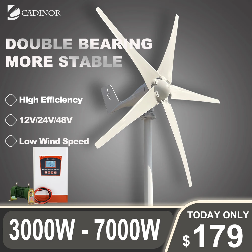 High-Efficiency-Wind-Generator-5000W-6000W-7000W-12V-24V-48V-5Blades ...