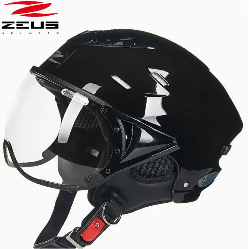 ZEUS 레트로 하프 페이스 오토바이 헬멧, ABS 모터크로스 안전모 액세서리| | - AliExpress