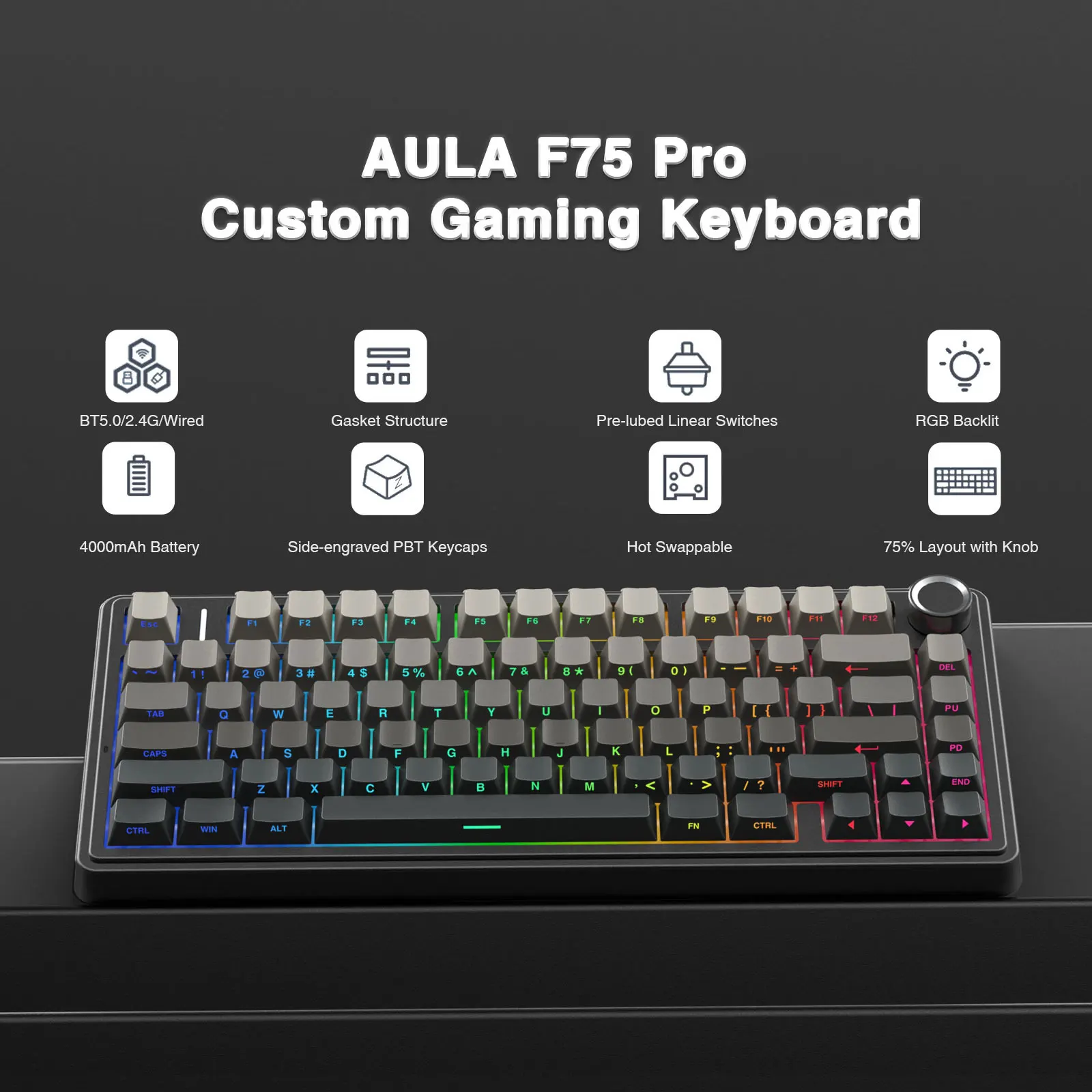 AULA-F75-Pro-Gasket-Mounted-Wireless-Gaming-Mechanical-Keyboard-RGB-Customized-75-Layout-Side ...
