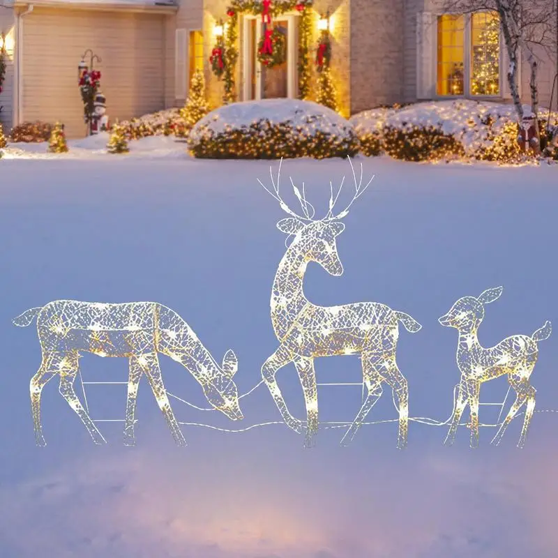Reindeer-Family-Lighted-2D-Deer-Christmas-Decor-With-Led-Lights-Light ...