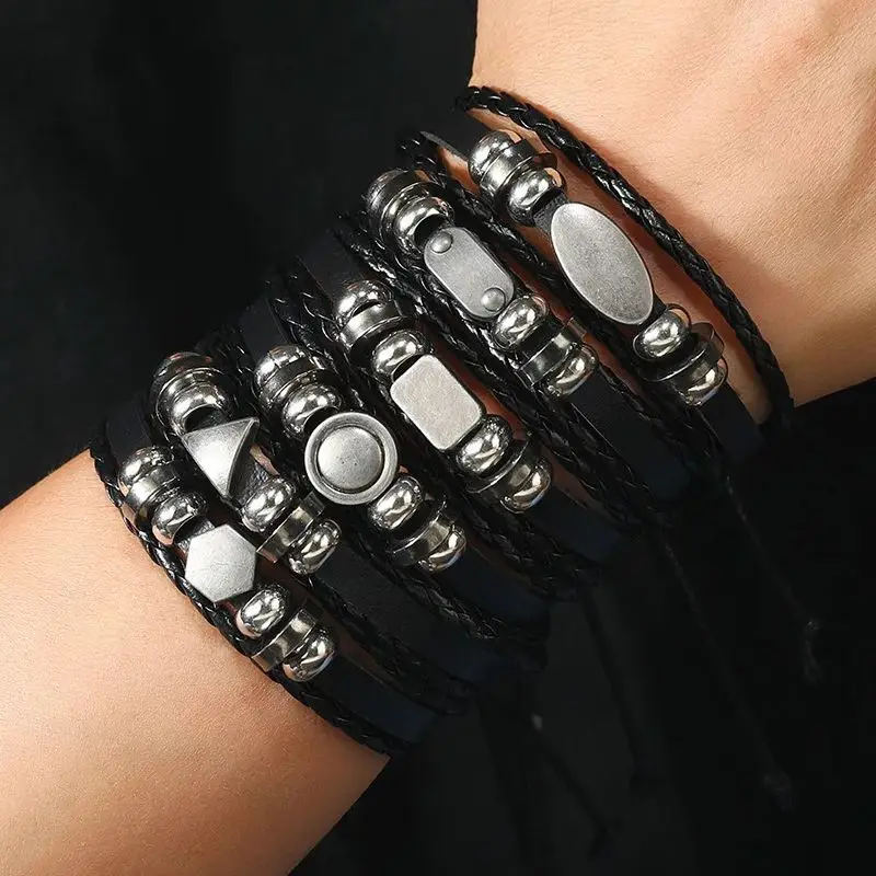 Vintage-Leather-Multi-Layer-Men-s-Bracelet-With-Geometric-Shapes ...