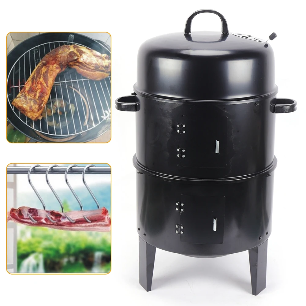 BBQ-Smoker-Oven-Charcoal-Smoker-Smoker-Cabinet-Smoker-Bin-Thermometer ...