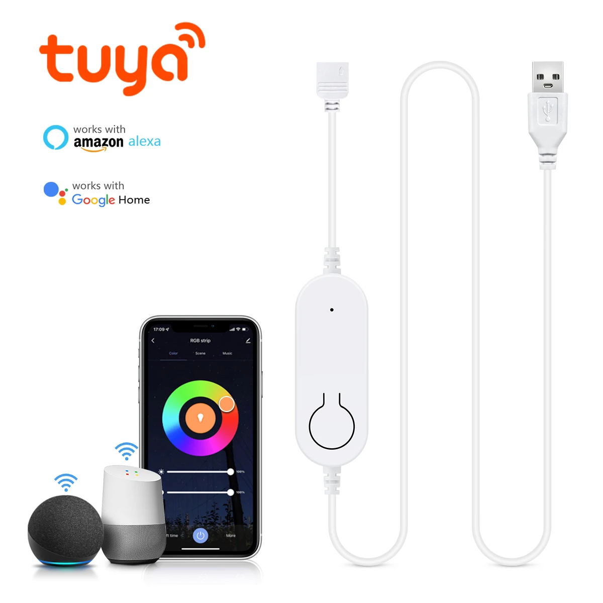 USB-5V-Smart-Tuya-RGB-LED-Strip-Controller-Dimmable-Brightness-LED ...