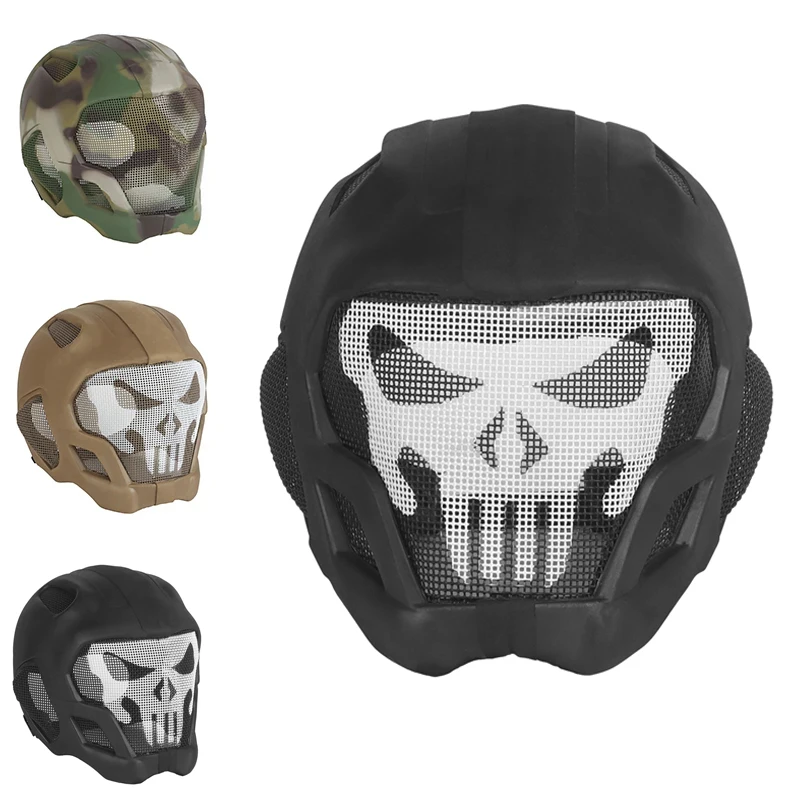 Tactical-Full-Face-Skull-Mask-Helmet-Military-Hunting-Airsoft-Paintball ...