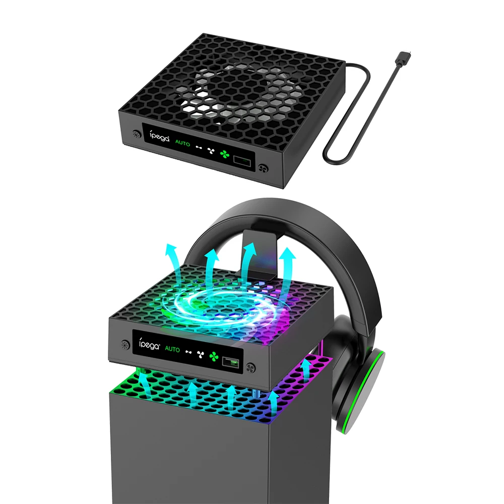 RGB Cooling Fan 3 Levels Adjustable Speed Top Cooler Fan with Headset ...