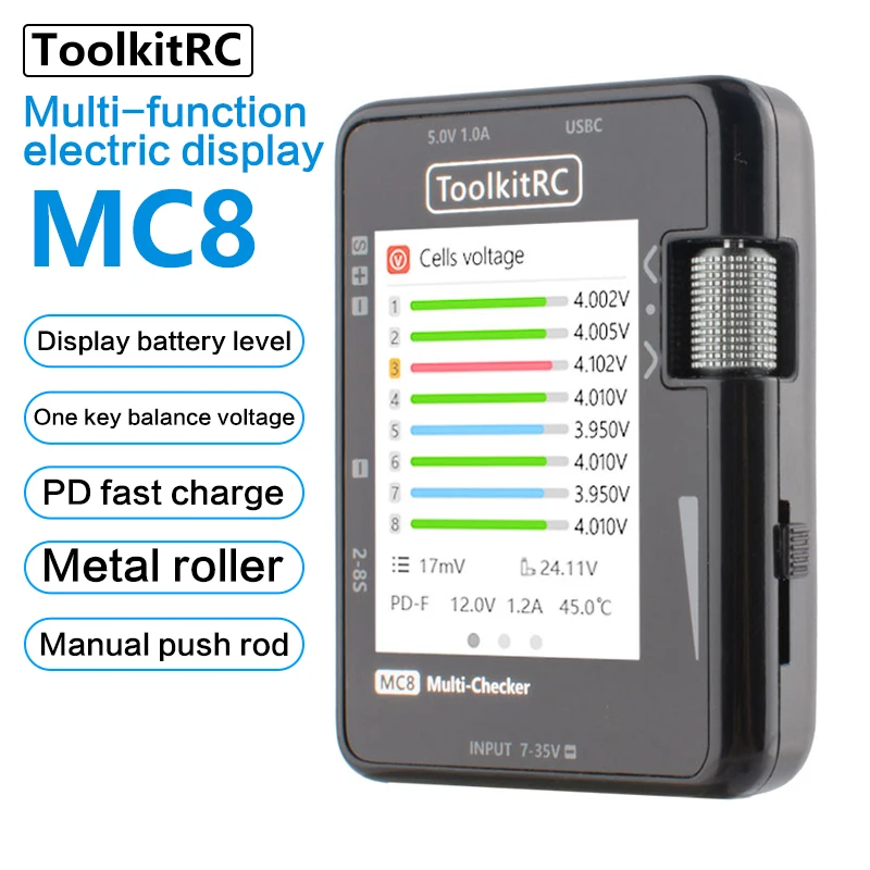 ToolkitRC-MC8-Mini-Size-Cell-checker-32-Bit-Battery-Multi-Checker-PWM ...
