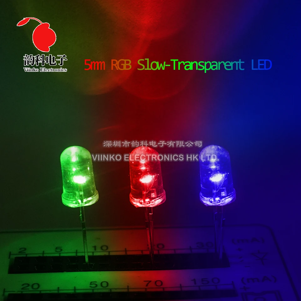 50pcs F5 5mm Fast / Slow Rgb Flash Red Green Blue Rainbow Multi Color Light Emitting Diode Round ...