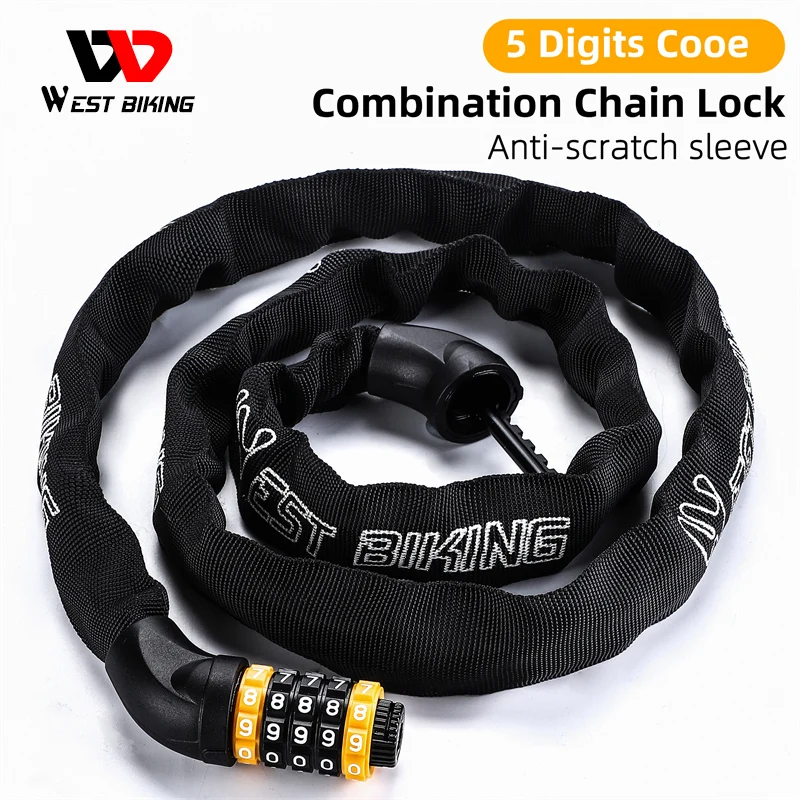 WEST-BIKING-Bike-Chain-Lock-5-Digit-Code-Combination-Anti-Theft-Bicycle ...