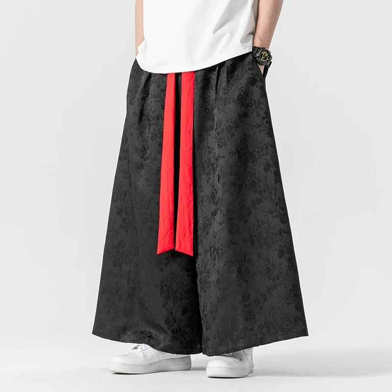 2024-Chinese-Style-Loose-Wide-Leg-Pants-Spring-Casual-Black-Skirt-Pants ...
